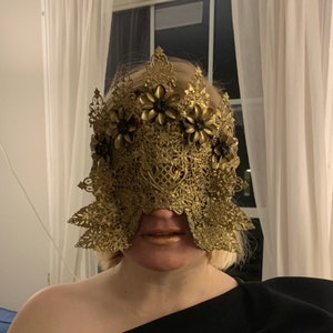 Golden Blind Mask Gothic Mask With Flowers Fantasy Mask Halloween Mask ...