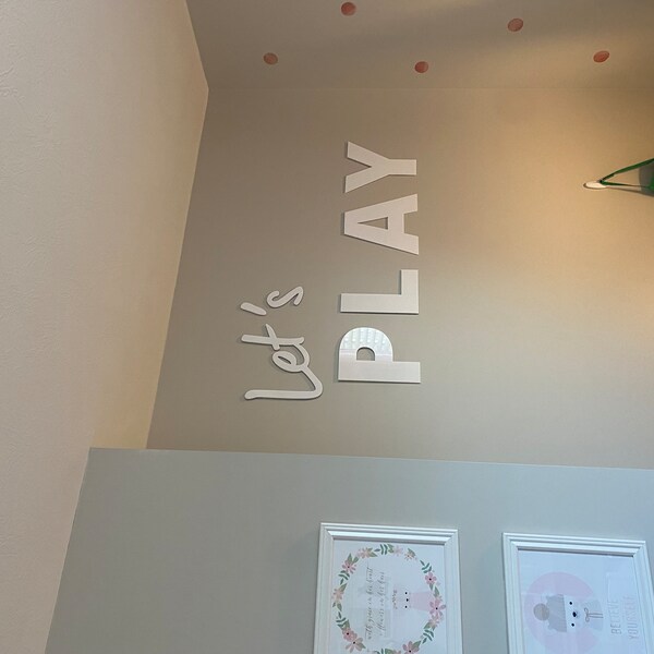 Let's PLAY Wall Sign - Children's Playroom Decor - Bedroom, Nursery ...