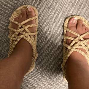 Womens Handmade Rope Sandals Toe Ring Sandals Barefoot Hippie Sandals ...