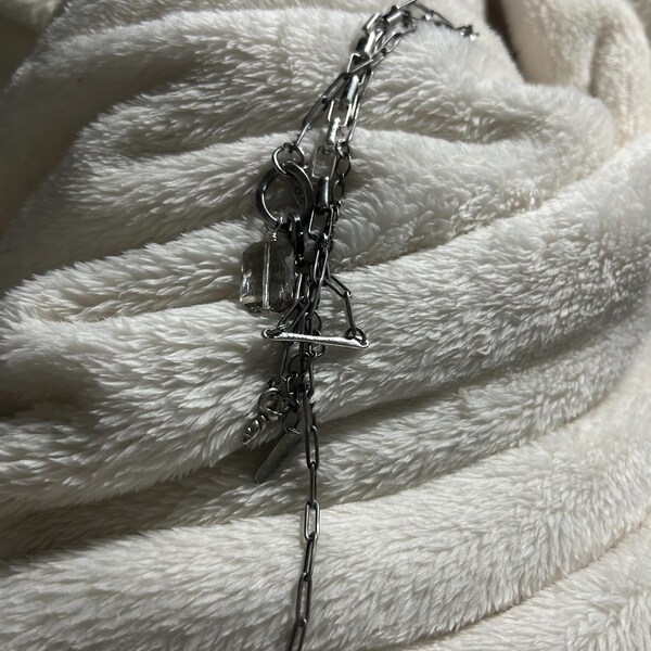 Multi Strand Silver Chain Bracelet, Silver Multi Chunky Chains Bracelet ...