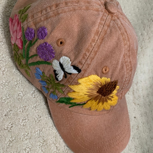 Custom Embroidered Hat, Floral Embroidery Custom Baseball Hat ...