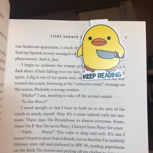 Chick Duck With Knife Magnetic Bookmark, Duck Meme Bookmarks, Handmade ...