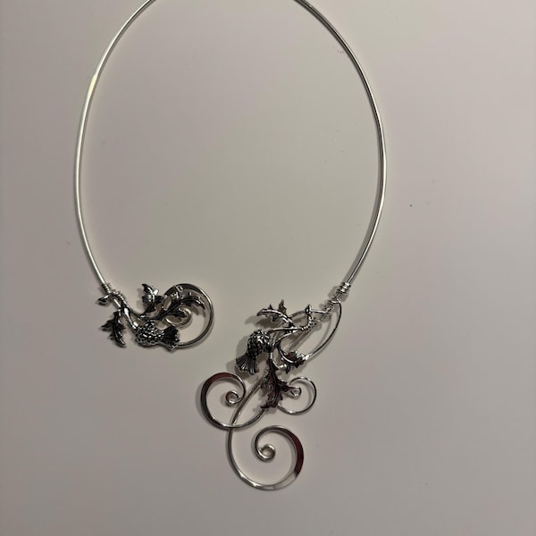 Silver Ivy Necklace, Elven Leaf Statement Collar, Elven Wedding Torc - Etsy