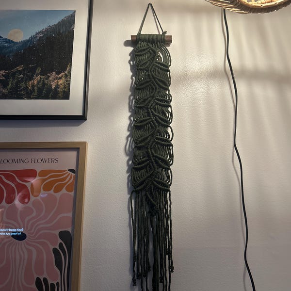 Narrow Macrame Leaves Wall Hanging, Macrame Leaf Headboard Decor, Vines ...