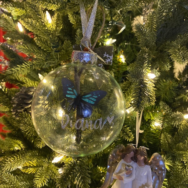 Personalized Ornaments - Blue Butterfly - Colorful Christmas Gift ...