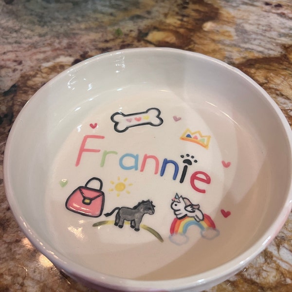Custom Cute and Cheerful Pet Plate, 4 to 6 Designs, Handmade Pottery ...