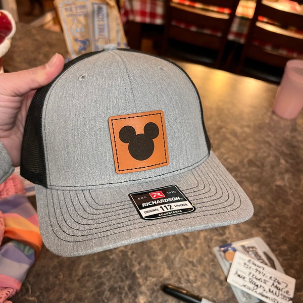 Mickey Mouse Leather Patch Hat | Mouse Ears | Disney Hats for Dad ...
