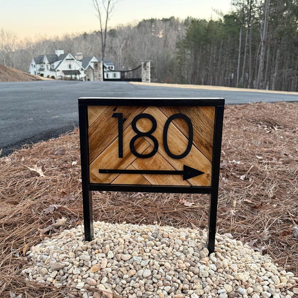Address Sign Arrow Modern Rustic | House Number Sign With Arrow ...