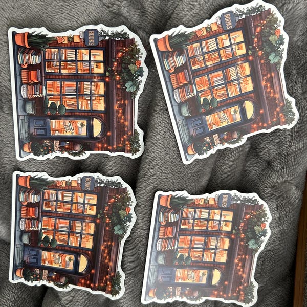 Fall Bookshop Sticker, Bookshelf Sticker, Autumn Bookstore Sticker ...