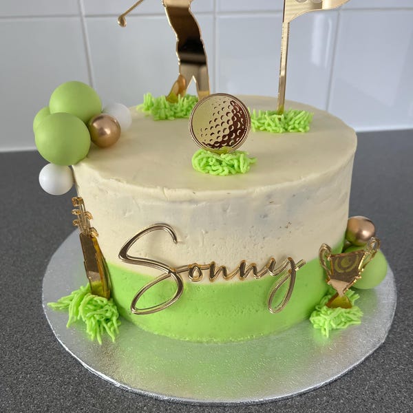 Golf Cake Charm Set - Golf Cake Toppers-gold Acrylic-golfer Cake Topper ...