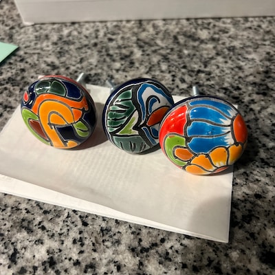 7 Multicolor Talavera Knobs - Etsy