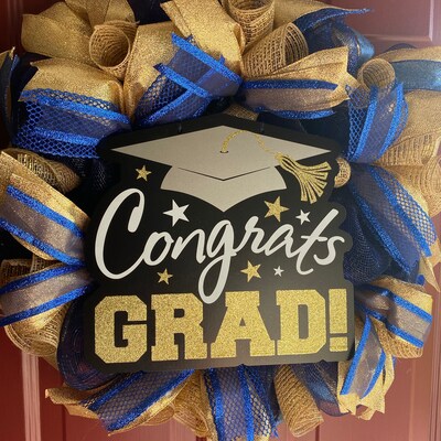 Graduation Wreath, Congrats Grad, Graduation Decor Graduation Front ...