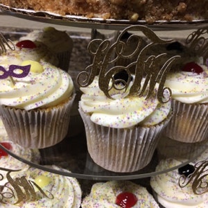 Set of 25 Pcs gold Glitter Masquerade Mask Cupcake Toppers Birthday ...