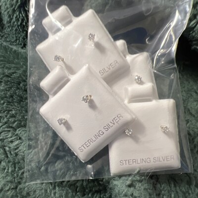 Sterling Silver Set of 4 Pairs of Colorful Round Stud Earrings in ...