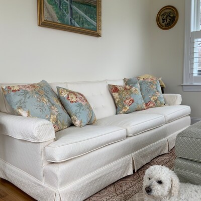 French General Aviary Toile Bird Blue Indigo Ivory Throw Pillow Cover ...