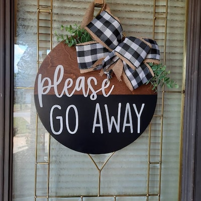 Please Go Away Door Hanger 14 Sign for Front Door Funny Door Wreath ...