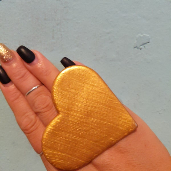 Gold Heart, Ceramic Ring, Big Heart Ring, Mothers Day Gift, Summer ...
