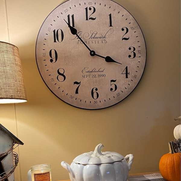 Prescott Parchment Wall Clock, 8 Sizes!!, EXTRA Quiet Mechanism ...