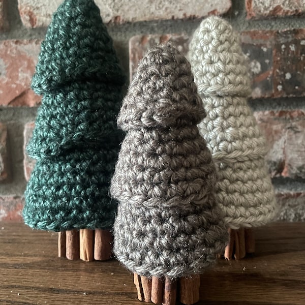 CROCHET PATTERN & VIDEO/ Rustic Farmhouse Tiered Trees Crochet Pattern ...