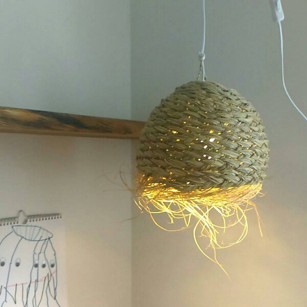 Natural Raffia Table Lamp, Natural Raffia Lamp, Raffia Lampshade, TABLE ...