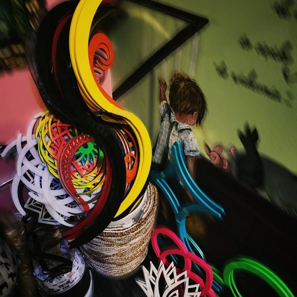 Wooden Buugeng UV Active Arctic Cyan, S Staff Handmade Flow Art Props ...