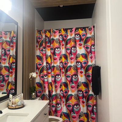 Portrait Design Drape, Abstract Art Face Window Curtains, Artistic ...