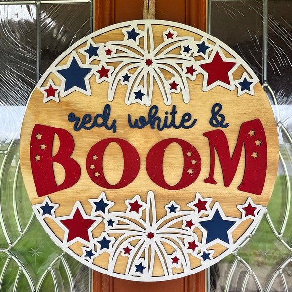Red White and Boom SVG, Firework Welcome Sign SVG, 4th of July Door ...