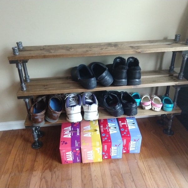 8" Depth Industrial Shoe Rack, Shoe Storage, Shoe Rack, Entryway Shoe ...
