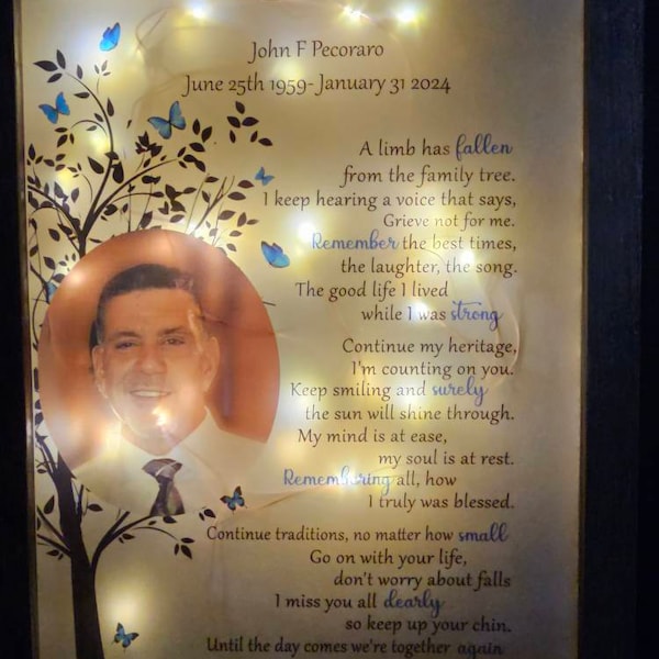 Memorial Lighted Shadow Box With Poem | Sympathy Gift for Loss of Loved ...