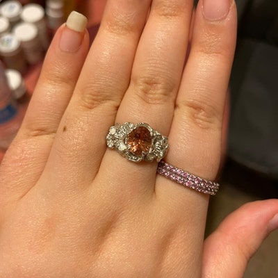 Oregon Sunstone Ring red Pink Oregon Sunstone Ring Emerald Cut Oregon ...