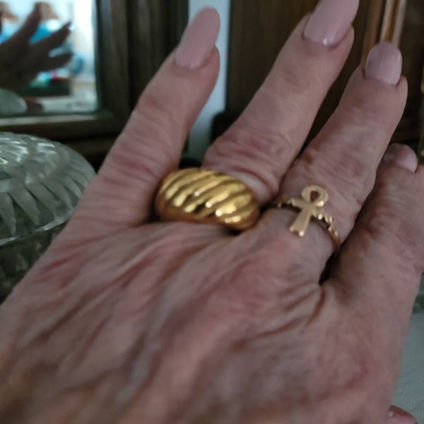 18K Gold Filled Chunky Curvy Wave Ring | Bold Statement Rings ...