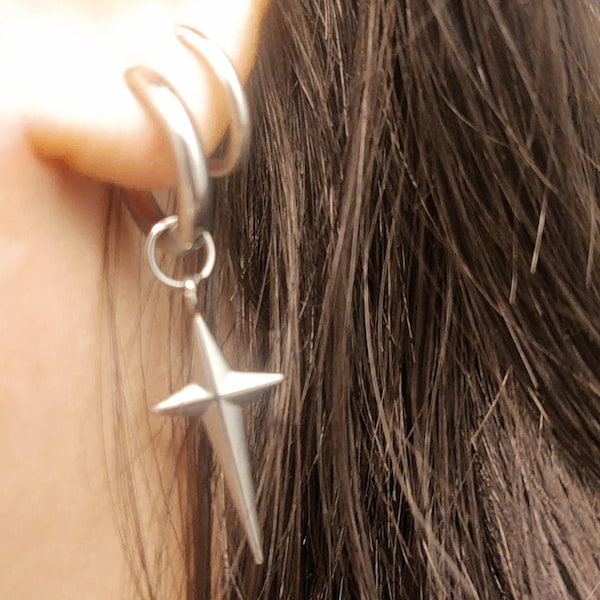 Silver Gothic Spike Hoop Rivet Alternative Earring Set,emo Punk Dangle ...