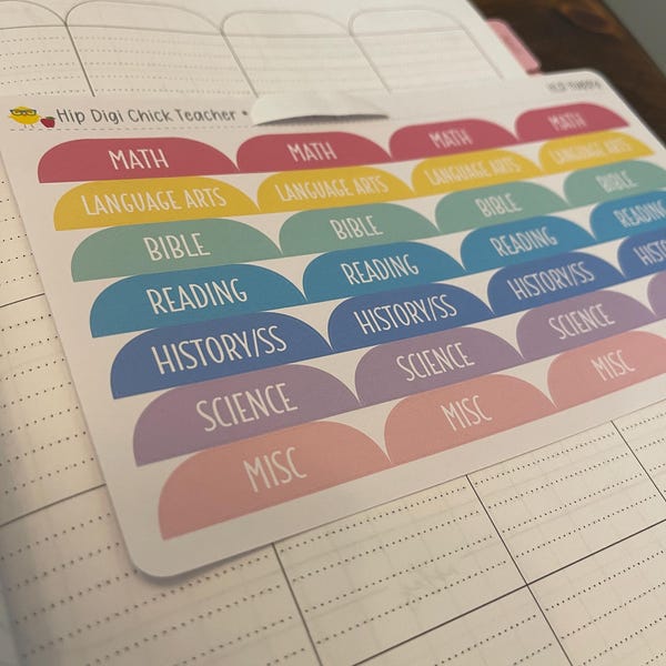 Custom Teacher Planner Subject Header Stickers - Etsy