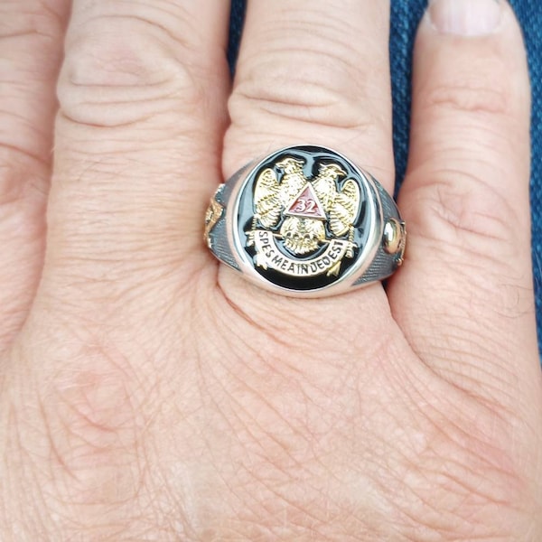 Masonic Ring AASR 32 Degree Master Mason Signet Ring Jewelry Freemason ...