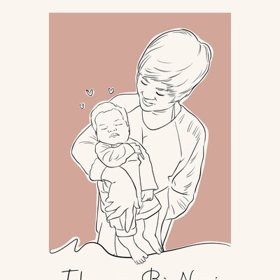 Personalized Line Art, First Dad Line Art Portrait, Custom Dad & Kid ...