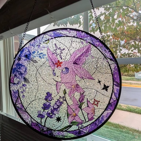 Handcrafted Pokemon Glass Suncatcher, Meadow Bloom-inspired Pokemon ...