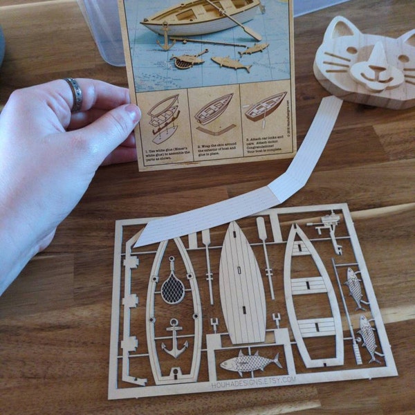 Fishing Boat Model Kit, Laser Cut, Includes Boat, Fish and Accessories ...