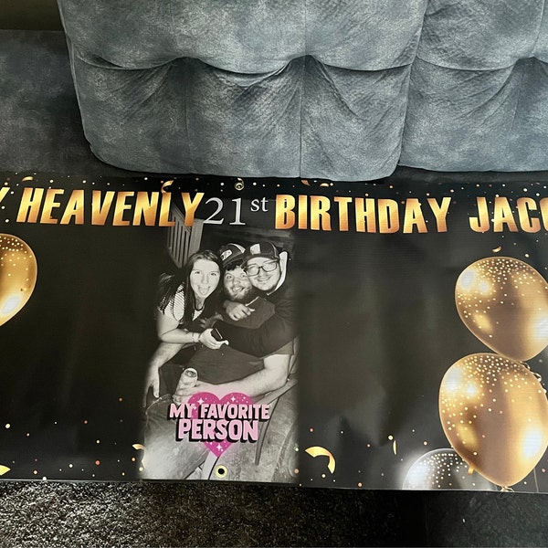 Extra LARGE Birthday Banner With Picture - Gold and Silver Birthday ...
