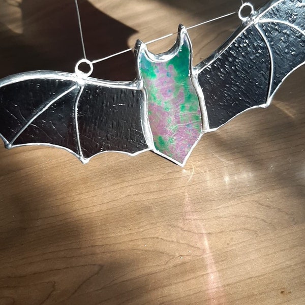 Stained Glass Bat Suncatcher. Halloween Home Decor. Scary Bat. Red ...