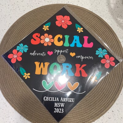 Custom Graduation Cap Topper, Personalized Social Work Grad Cap Topper ...