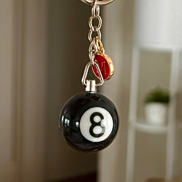 8 Pool Ball Keychain With 4 Leaf Clover Charms, Lucky Keychain, St ...
