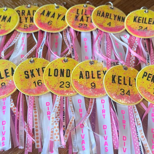 ITH Softball Bag Tag: Machine Embroidery Design Glitter, Ribbon ...
