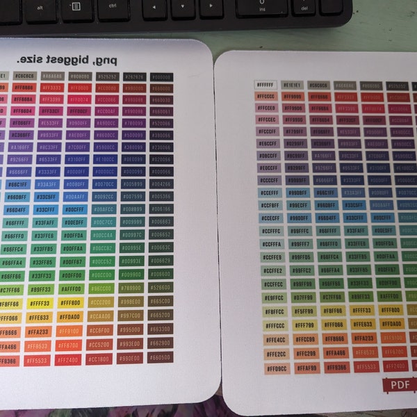 HEX Code Color Chart - Printable Designer Quick Reference Cheat Sheet ...