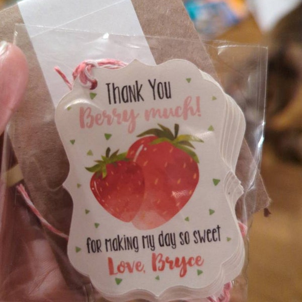 12 Strawberry Farm Picking CUSTOM Birthday Favor Tags - Berry Sweet ...