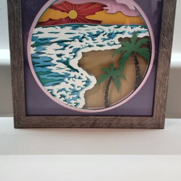 3d Beach Shadow Box Svg 3d Beach Svg 3d Layered Svg Files for Cricut ...