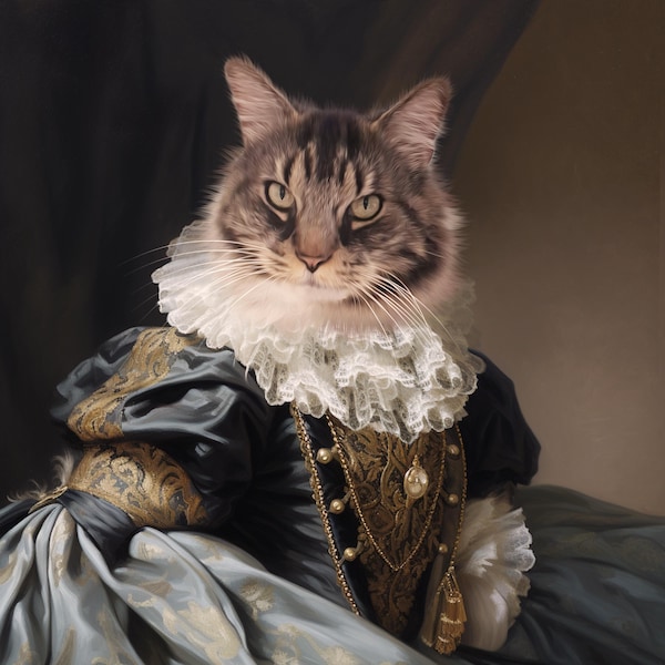 Custom Royal Cat Portrait, Renaissance Cat Painting, Pet Lovers Gift ...