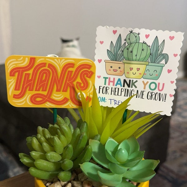 Teacher Appreciation Tag, Teacher Thank You Gift Tag, Help Me Grow Tag ...