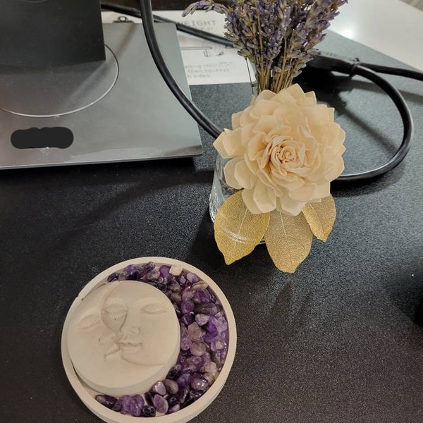 Concrete Moon Diffuser With Crystals: Aromatherapy Essential Oil ...