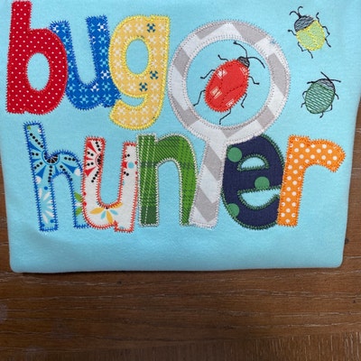 Bug Hunter Magnifying Glass Zig Zag Stitch Applique Design 5x7 6x10 8x8 ...