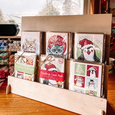 Greeting Card Display Stand, XL Countertop 2 Tier Rack for Craft Trade ...